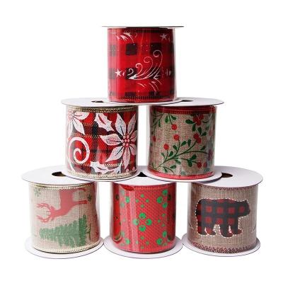 China 2.5 Inch Wired Edge Christmas Ribbon For Wreath Crafts Projects Choose from our catalogue for sale
