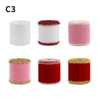 China Hair Bow Craft Must-Have 63mm Custom Red Velvet Wire Edge Christmas Ribbon Decoration for sale