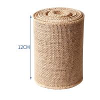 China Pattern SOLID COLOR Natural Jute Fabric Ribbon Wired Burlap Ribbon Roll for DIY Decoration for sale