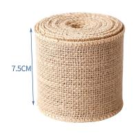 China Pattern SOLID COLOR Natural Jute Fabric Ribbon Wired Burlap Ribbon Roll for DIY Decoration for sale