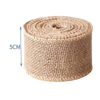 China Pattern SOLID COLOR Natural Jute Fabric Ribbon Wired Burlap Ribbon Roll for DIY Decoration for sale
