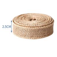China Pattern SOLID COLOR Natural Jute Fabric Ribbon Wired Burlap Ribbon Roll for DIY Decoration for sale