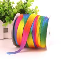 China Eco-friendly Custom Printed Foldover Silk Stretch Elastic Rainbow Ribbon Elastic and Vibrant for sale
