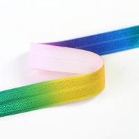 China Eco-friendly Custom Printed Foldover Silk Stretch Elastic Rainbow Ribbon Elastic and Vibrant for sale