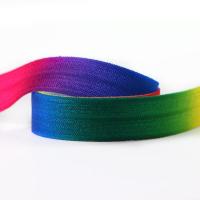 China Eco-friendly Custom Printed Foldover Silk Stretch Elastic Rainbow Ribbon Elastic and Vibrant for sale