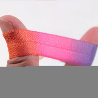 China Eco-friendly Custom Printed Foldover Silk Stretch Elastic Rainbow Ribbon Elastic and Vibrant for sale