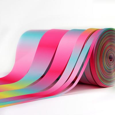 China Custom 50 Yards Rainbow Grosgrain Ribbon for Garment Decoration in Red and Blue for sale