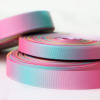 China Custom 50 Yards Rainbow Grosgrain Ribbon for Garment Decoration in Red and Blue for sale