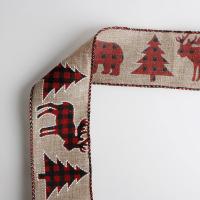 China Fabric Type Burlap Ribbon Wired Holiday Ribbon Christmas Decoration Ready Made Printed for sale