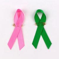 China Customized Pink Red Purple Awareness Ribbon Satin Ribbon Breast Cancer Ribbon Bows Pin for sale