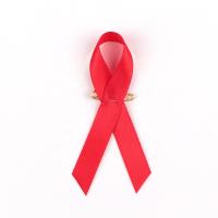 China Customized Pink Red Purple Awareness Ribbon Satin Ribbon Breast Cancer Ribbon Bows Pin for sale