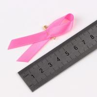 China Customized Pink Red Purple Awareness Ribbon Satin Ribbon Breast Cancer Ribbon Bows Pin for sale
