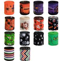 China MSD 2.5 Inch Wired Edge Burlap Ribbon Halloween Pattern Ribbon for Holiday Decorate for sale