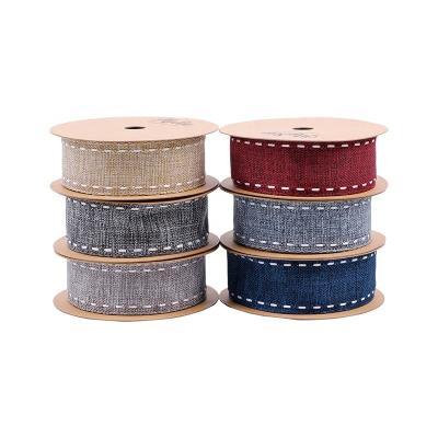 China Jacquard Design 2.5cm Cowboy Wired Double Face Saddle Stitched Ribbon for Gifts by MSD for sale