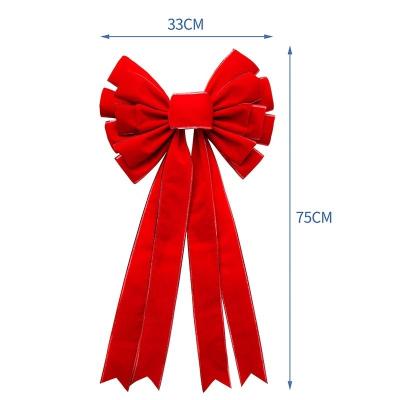 China 33cm*75cm Customized Chinese Red Velvet Christmas Ribbon Bow for Wedding Decoration for sale