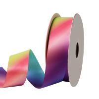 China Custom Rainbow Gradient Double Face Satin Ribbon for Personalized Branding for sale