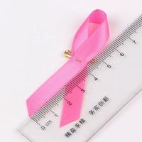 China Grade 4 or More Color Fastness Pink Satin Breast Cancer Awareness Ribbon Pin Charms for sale