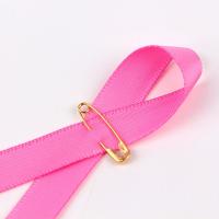 China Grade 4 or More Color Fastness Pink Satin Breast Cancer Awareness Ribbon Pin Charms for sale