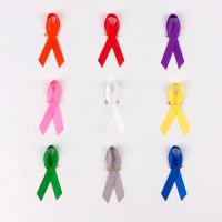 China Grade 4 or More Color Fastness Pink Satin Breast Cancer Awareness Ribbon Pin Charms for sale