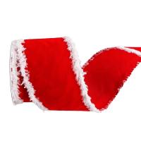 China 63MM Jute/Polyester Snow Burlap Ribbons for Gift MSD White Fringe Wired Christmas for sale