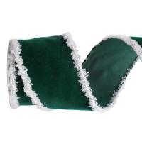 China 63MM Jute/Polyester Snow Burlap Ribbons for Gift MSD White Fringe Wired Christmas for sale