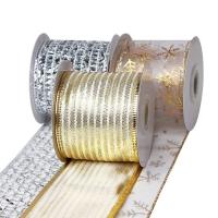 China Craft Gift Wrapping Ribbon Wired Ribbon for Christmas Tree and Wreath Decoration for sale