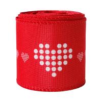 China Valentine's Day Burlap Ribbon with Bear Print and Wired Design Sweet Love Free Sample for sale