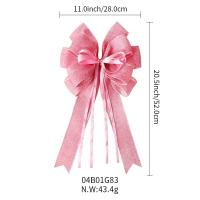 China Christmas Decoration Burlap Bows Burlap Ribbons 63MM Wired Ribbons Yellow and Pink for sale