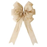 China Christmas Decoration Burlap Bows Burlap Ribbons 63MM Wired Ribbons Yellow and Pink for sale