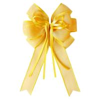 China Christmas Decoration Burlap Bows Burlap Ribbons 63MM Wired Ribbons Yellow and Pink for sale