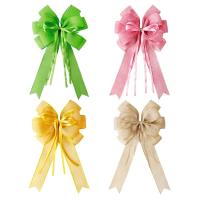 China Christmas Decoration Burlap Bows Burlap Ribbons 63MM Wired Ribbons Yellow and Pink for sale