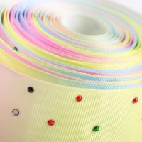 China Solid Rhinestone Design 38mm Grosgrain Ribbon with Printed Pattern in 18 Colors or Custom for sale