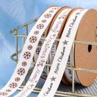 China Screen Ink Printed Cotton Ribbon for Celebrations Festive Christmas Design for sale