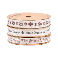 China Screen Ink Printed Cotton Ribbon for Celebrations Festive Christmas Design for sale