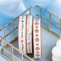 China Screen Ink Printed Cotton Ribbon for Celebrations Festive Christmas Design for sale