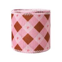China Christmas Decoration 63MM Wired Burlap Ribbon with Sweet Bear Print Wired Ribbon for sale