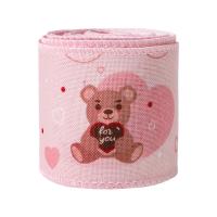 China Christmas Decoration 63MM Wired Burlap Ribbon with Sweet Bear Print Wired Ribbon for sale