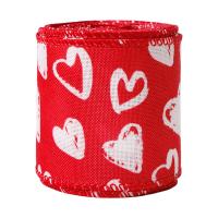 China Christmas Decoration 63MM Wired Burlap Ribbon with Sweet Bear Print Wired Ribbon for sale