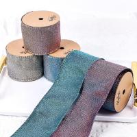 China Sustainable 2.5 Inch 2023 Fine Glitter Gradient Burlap Ribbon Perfect for Celebrations for sale