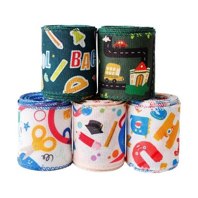 China Choose from Our Catalogue Wired Burlap Ribbon for School Rulers in Car Print Design for sale