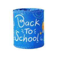 China Jute/Polyester Wired Burlap Ribbon for School Season Blue Pot and Rainbow Print Design for sale