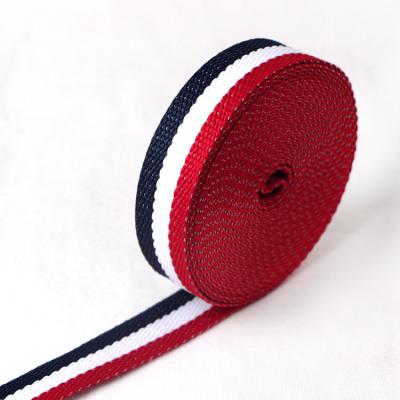 China Double Face Style Tricolor Weaving Ribbon for Recycled Tricolor Holiday Nylon for sale