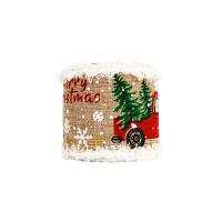 China 63MM MSD Christmas Wired Burlap Ribbon with Snow and Candy Print Create Festive Decor for sale