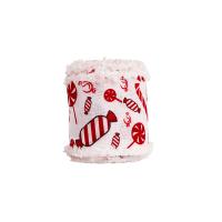 China 63MM MSD Christmas Wired Burlap Ribbon with Snow and Candy Print Create Festive Decor for sale