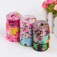 China Fabric Type Grosgrain Custom Polyester Floral Ribbon with Logo Printed for sale