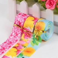 China Fabric Type Grosgrain Custom Polyester Floral Ribbon with Logo Printed for sale
