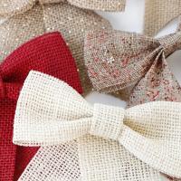China MSD Handmade 12cm Natural Hemp Holiday Bow Twist Tie Bows for Christmas Three Decoration for sale
