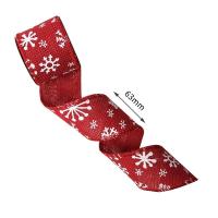 China Wired Edge Ribbon MSD 63mm Bulk Christmas Velvet Burlap Printed Ribbon for DIY Crafts for sale