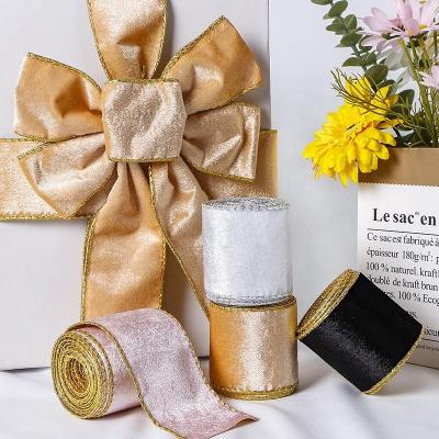 China MSD Design Wire Edge Velvet Wire Ribbon Vintage Custom Ribbon For Christmas Decoration for sale