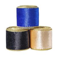 China MSD Design Wire Edge Velvet Wire Ribbon Vintage Custom Ribbon For Christmas Decoration for sale